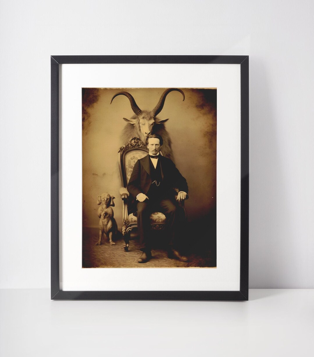 Baphomet in Library Photo Satanic Wall Art Baphomet Wall Art Occult ...