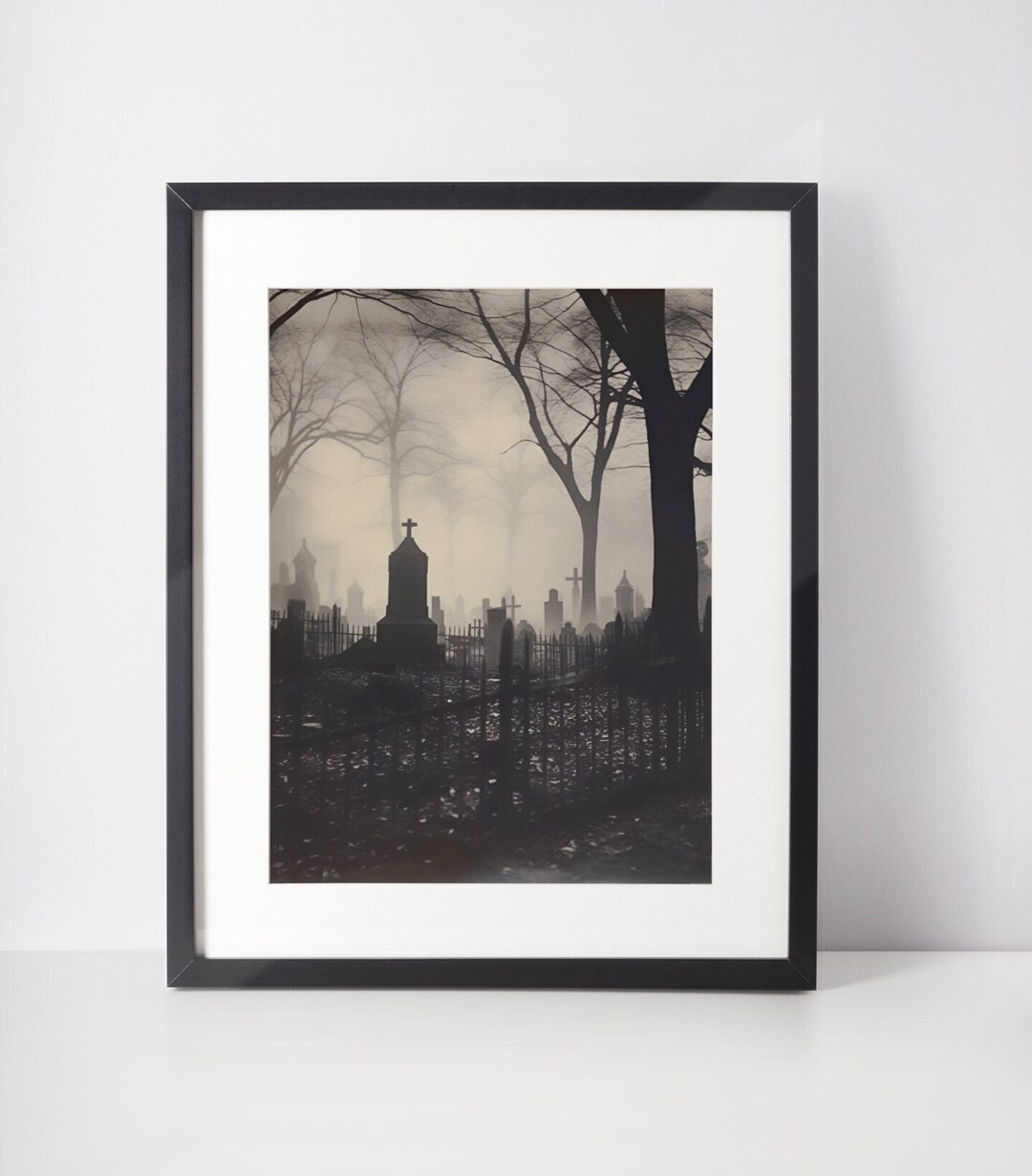 Vintage Cemetery Photo Print: Spooky Halloween Decor (framed or ...