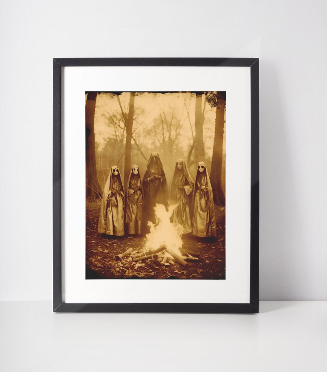 Vintage Spooky Photo Print: Cultist Gathering, Gothic Halloween Decor ...