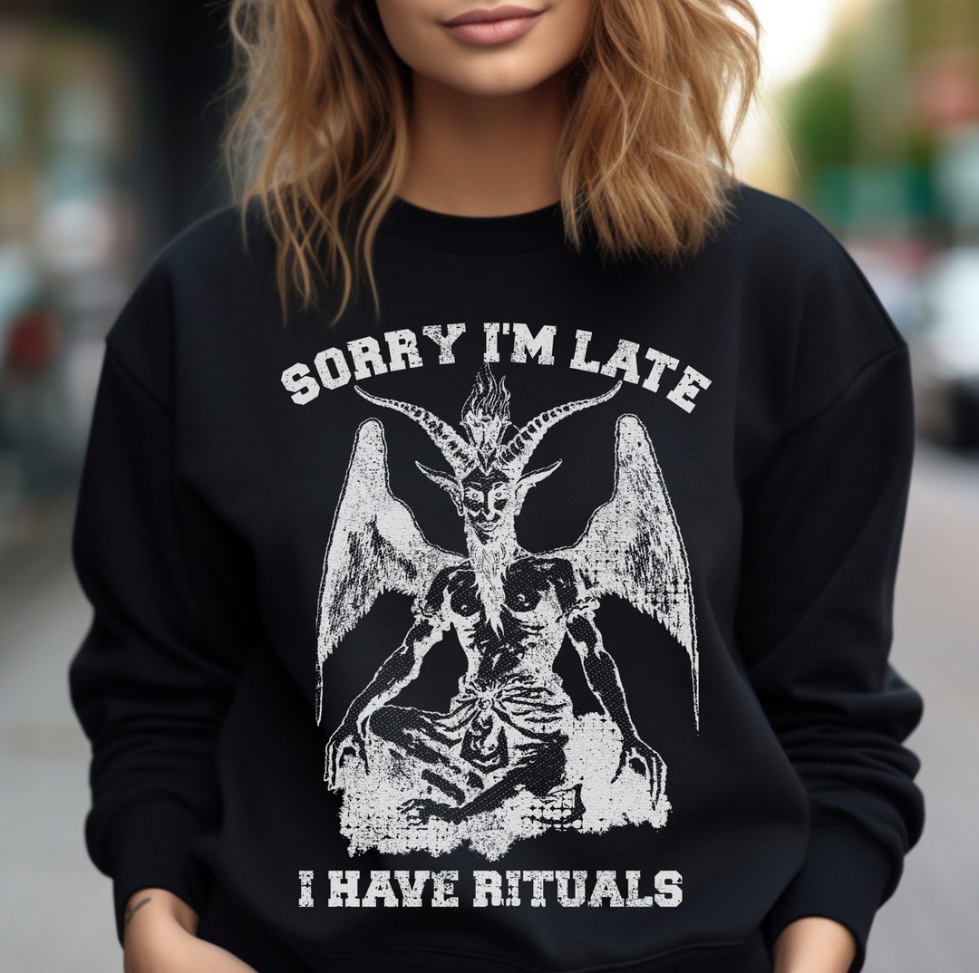 Sorry I'm Late Devil Shirt, Satan Lucifer Sweatshirt, Funny Halloween ...