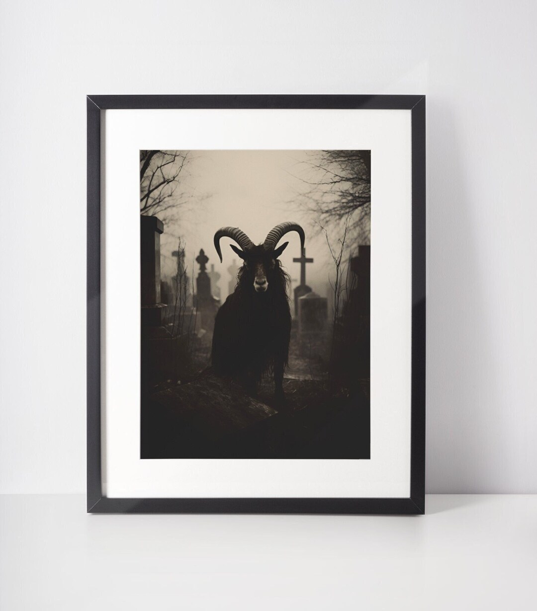 Black Phillip Goat in Cemetary Satanic Gothic Pagan Wall - Etsy