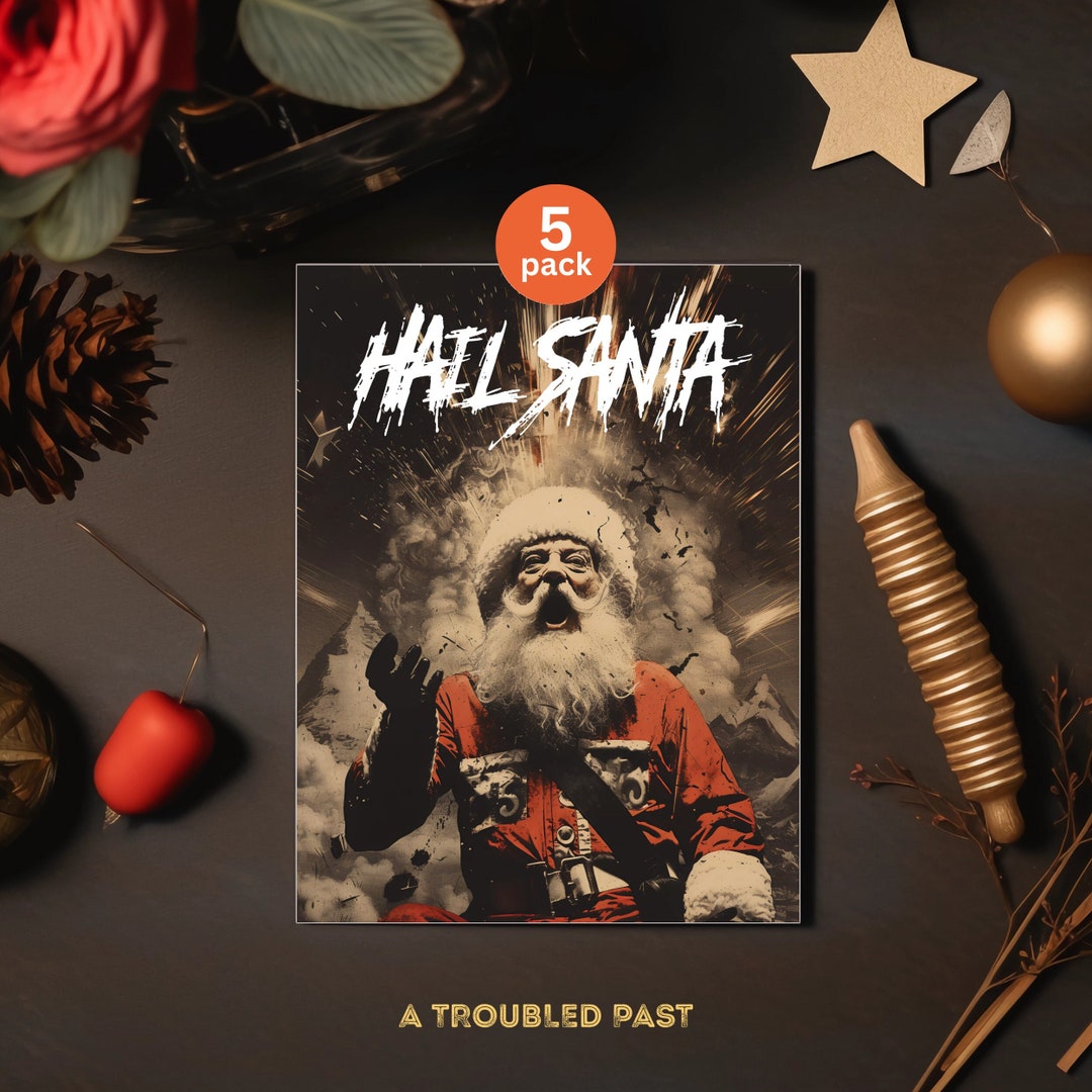 Hail Santa Card, Merry Creepmas Card Bundle, Hexmas Card Set, Gothic Christmas Cards, Spooky ...