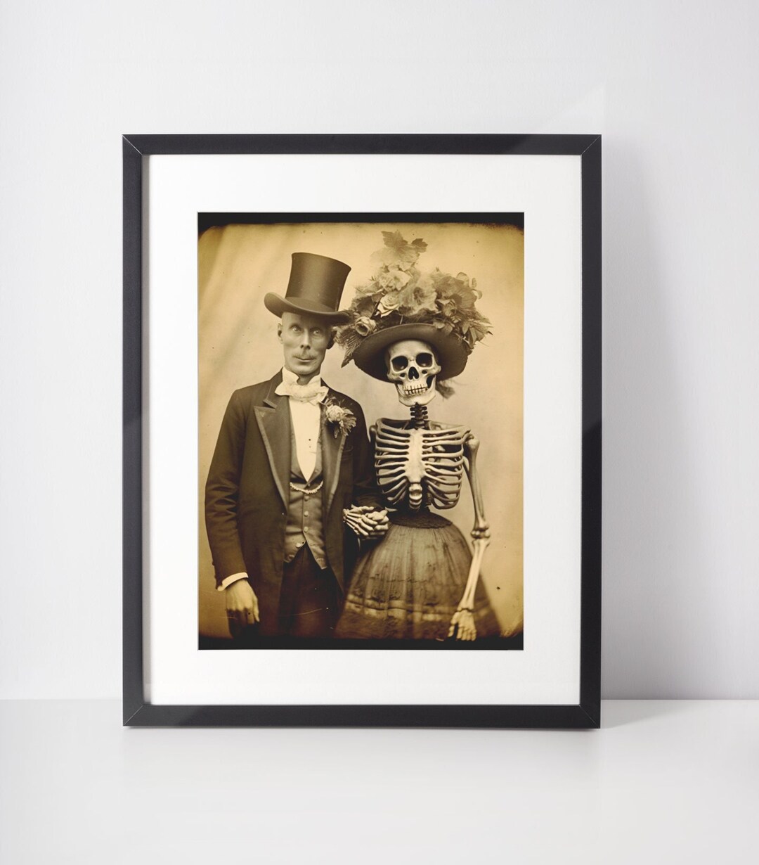 Creepy Skeleton Photo Print: Vintage Macabre Wall Art (framed or ...