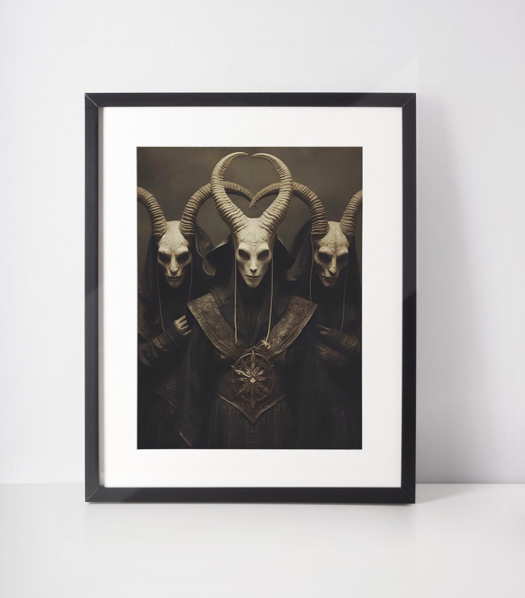 Skull Demon Wall Art for Living Room Satanic Print Pagan Photo Pagan ...