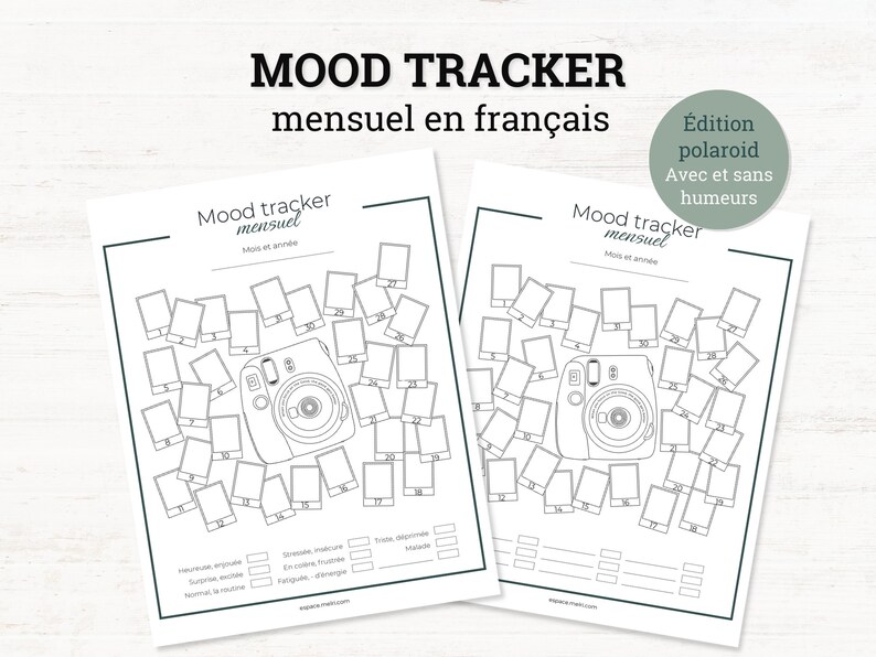 Mood Tracker Monthly Mood Tracker Polaroid Edition Document in French ...