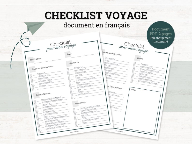 Travel Checklist Checklist Suitcase Preparation Document - Etsy