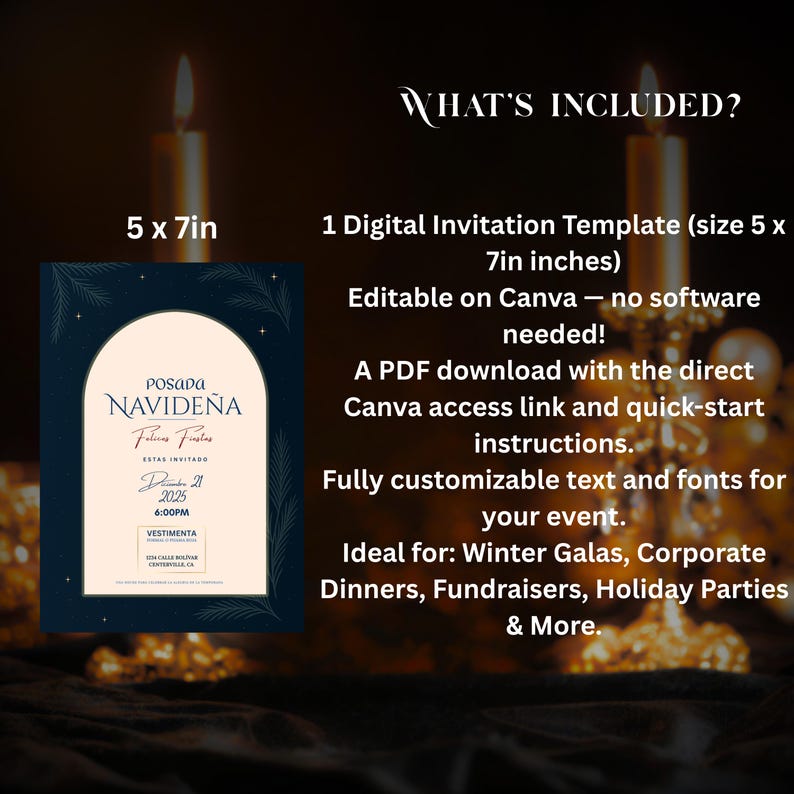 Editable Posada Navideña Invitation | Spanish Christmas Party (digital ...