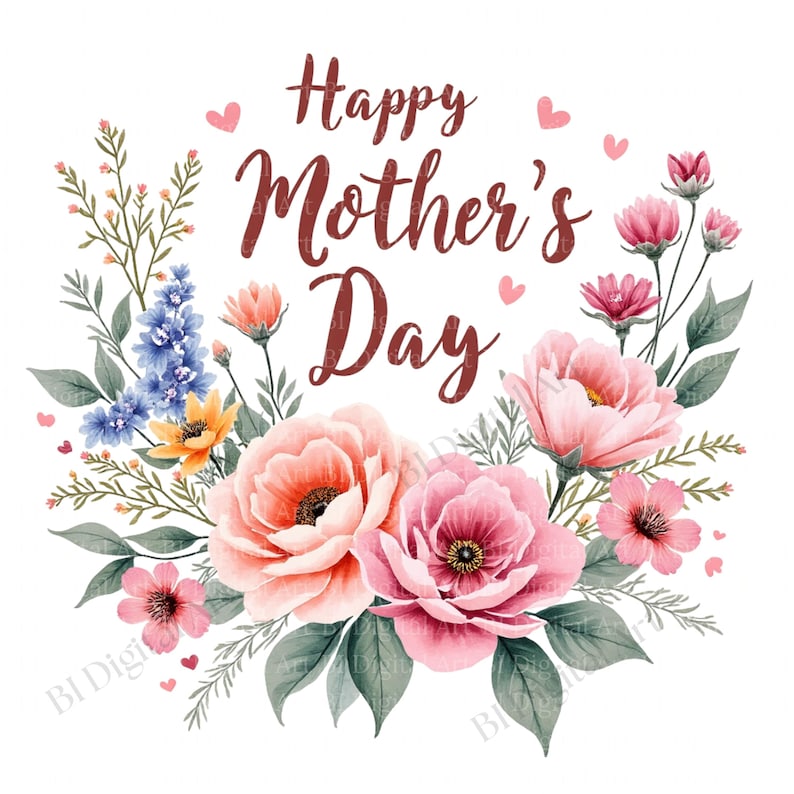 Mother’s Day Clipart - Printable Watercolor Graphics With Text – “happy ...