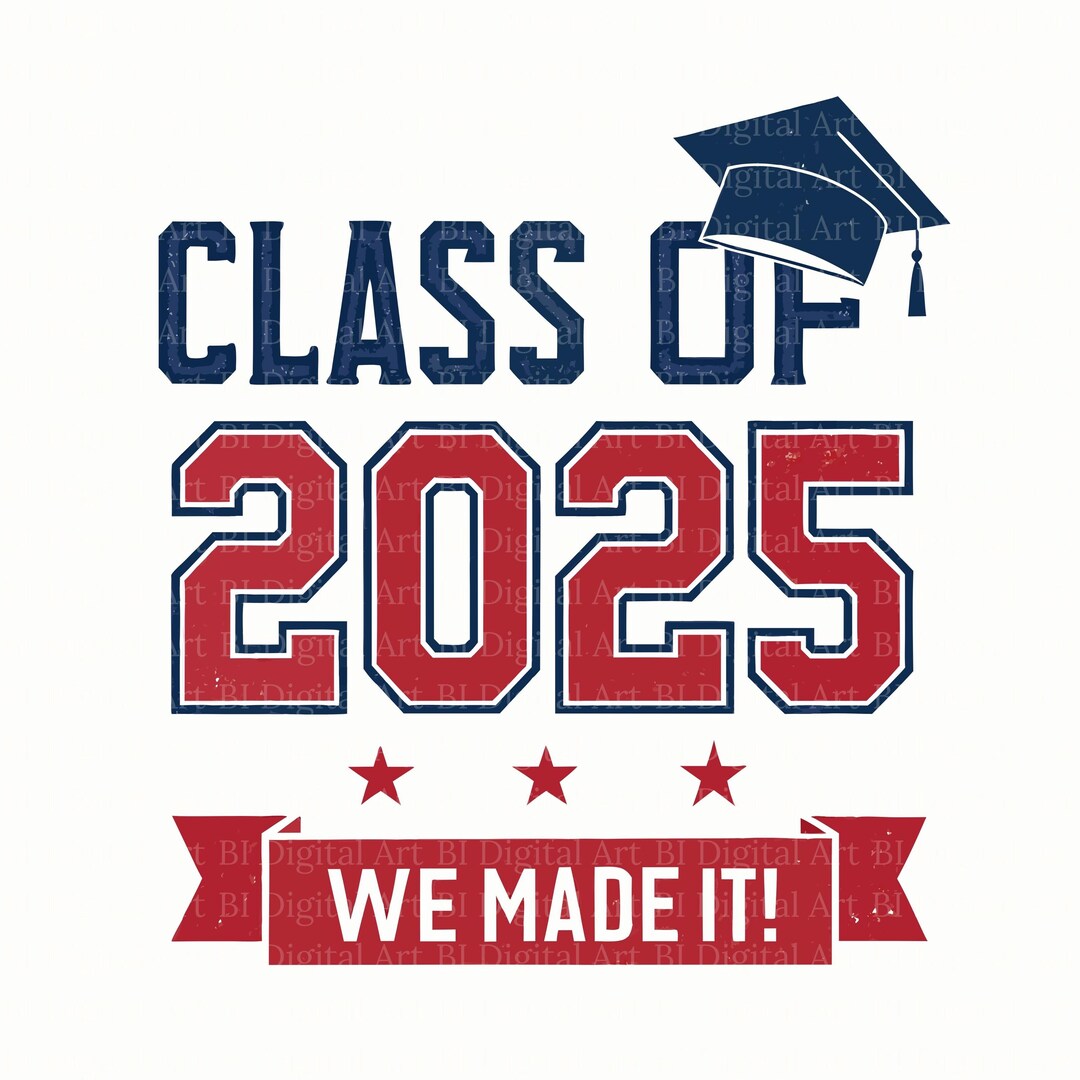 Class of 2025 Graduation Graphic – Red & Blue Varsity Clipart, Bold ...
