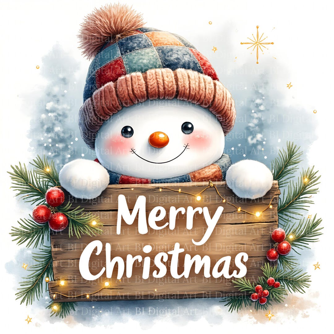 16 Peeking Snowman Clip Art - Watercolor Illustrations With Snowmen ...