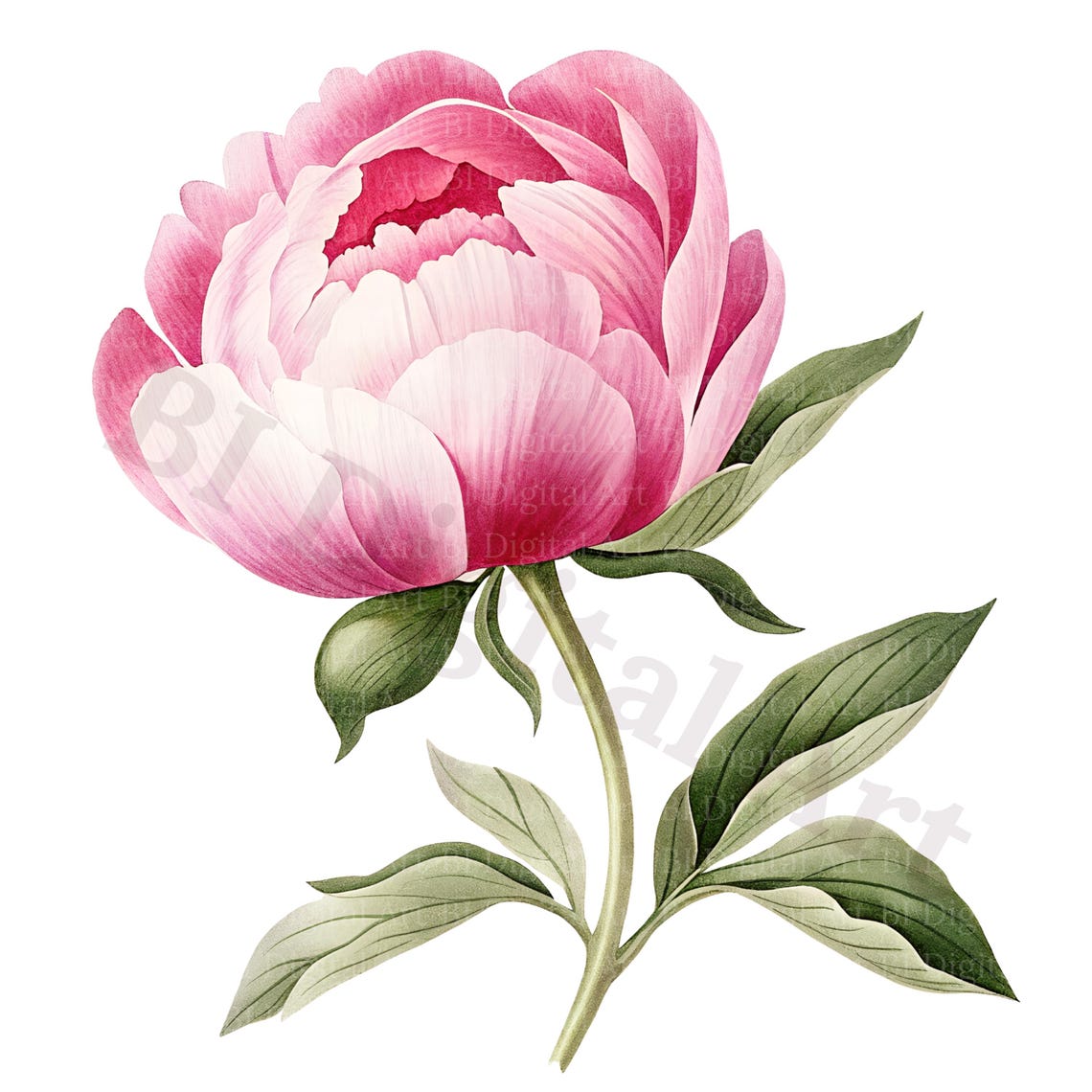 14 Peonies Clipart, Watercolor Flower Illustrations, High-quality ...