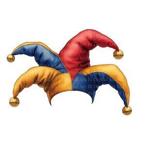 12 Jester Hat Cliparts, Mardi Gras Carnival Watercolor Illustrations ...