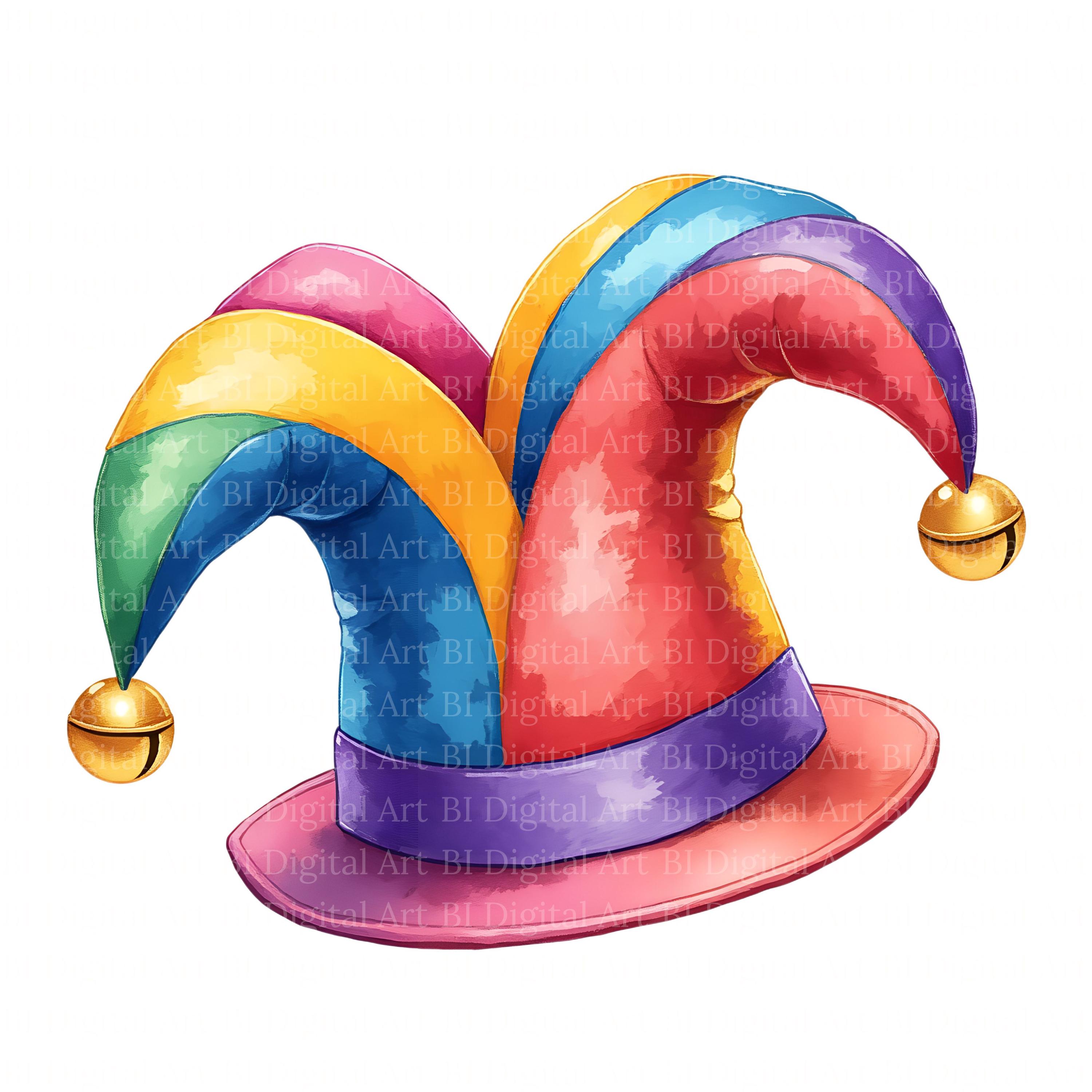 12 Jester Hat Cliparts, Mardi Gras Carnival Watercolor Illustrations ...