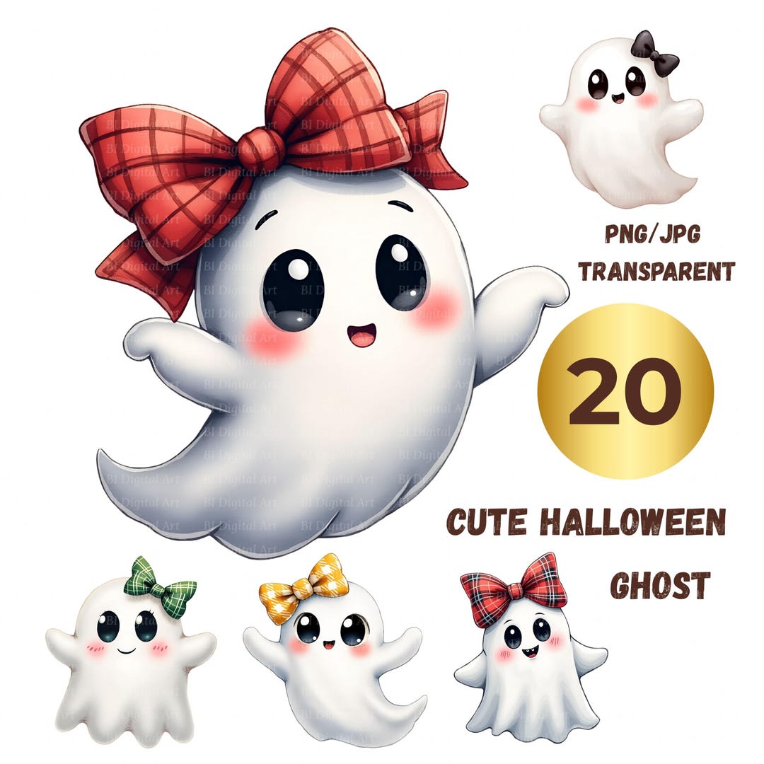 20 Cute Halloween Ghost Cliparts – Adorable Watercolor Ghost ...