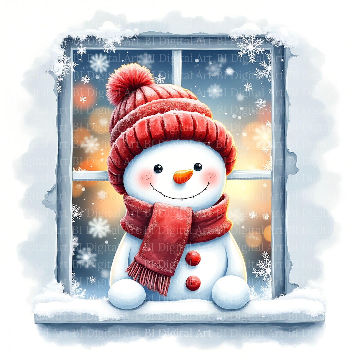 12 Peeking Snowman Cliparts – Cute Watercolor Snowmen From a Frosty ...