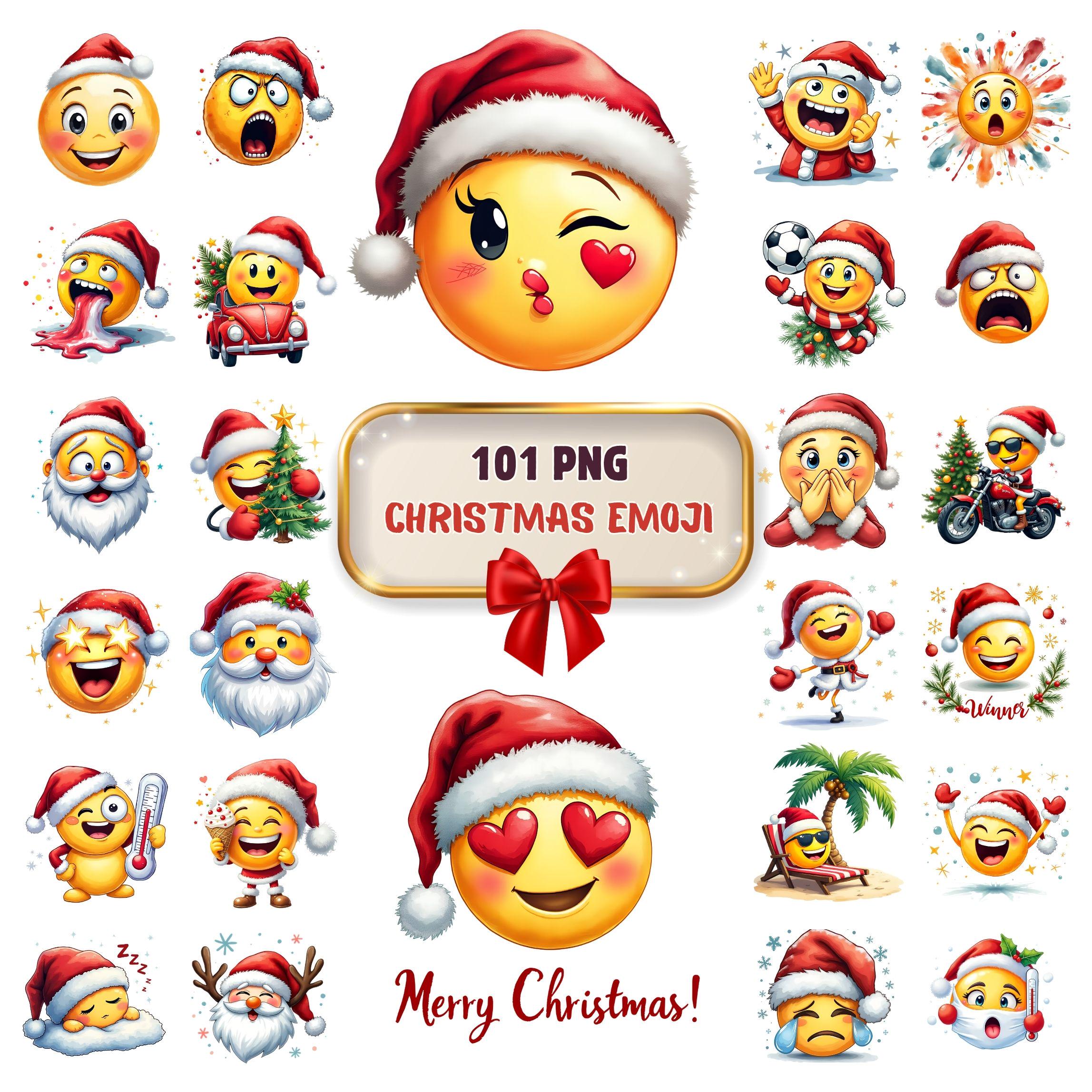 101 Christmas Emoji Cliparts – Funny Santa & Smiley Faces in Festive ...