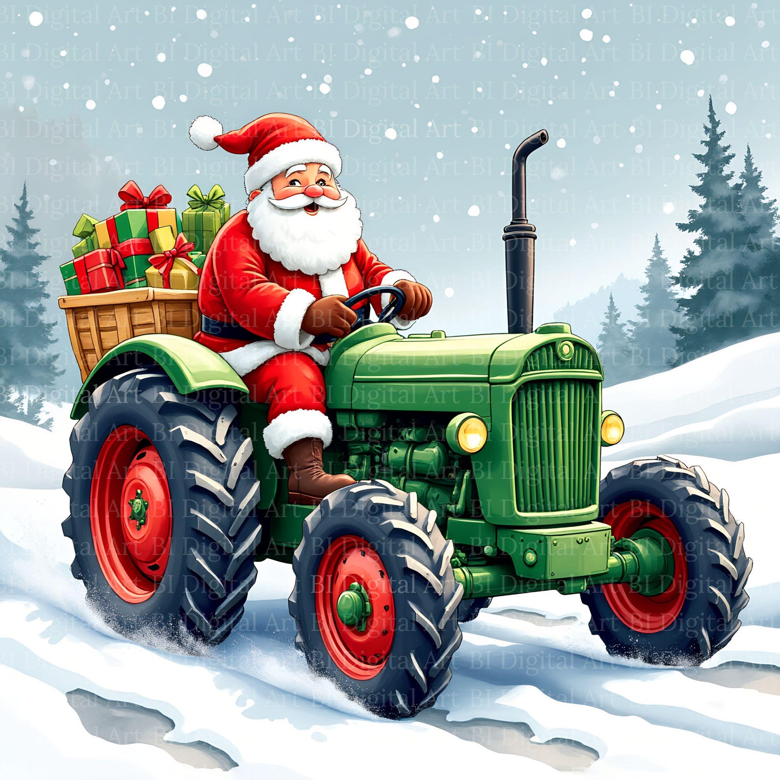 23 Christmas Tractor Cliparts Bundle – Festive Watercolor Tractors With ...