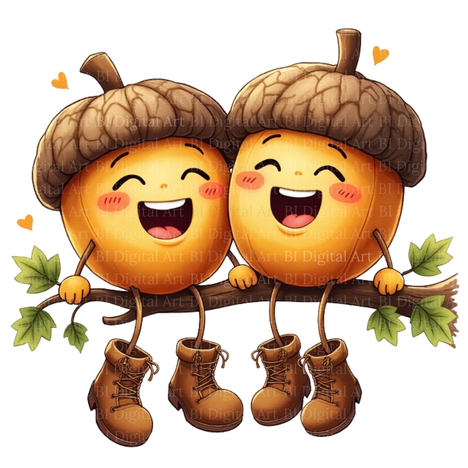 10 Funny Acorns Cliparts, Watercolor Autumn Acorn Illustrations, PNG ...