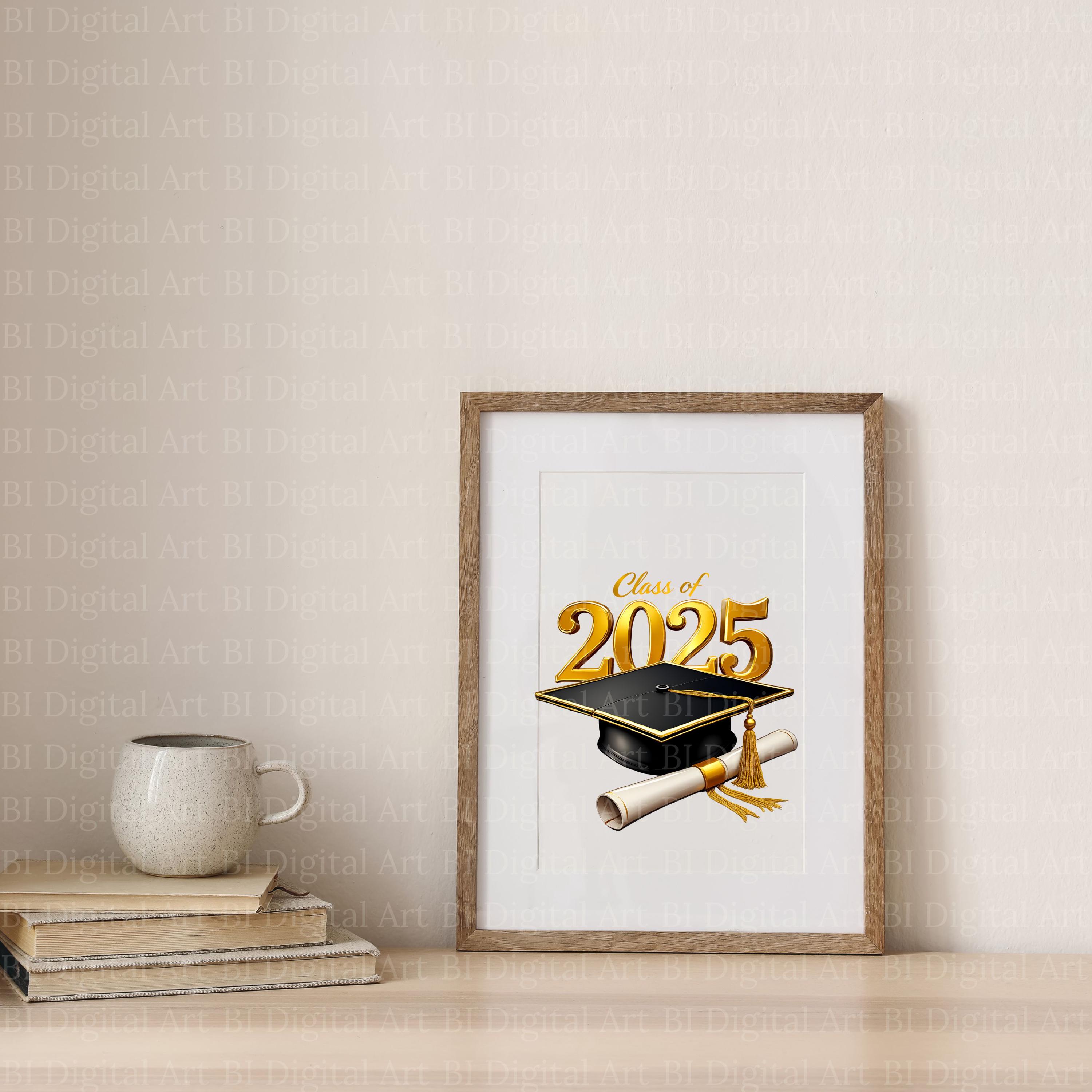 Class of 2025 Clipart – Graduation Cap Design for Cardmaking ...