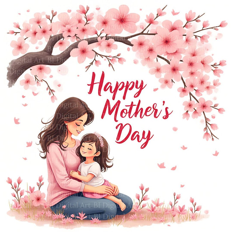 Mother and Child Clipart - Printable Happy Mother's Day Cards (7 JPG ...