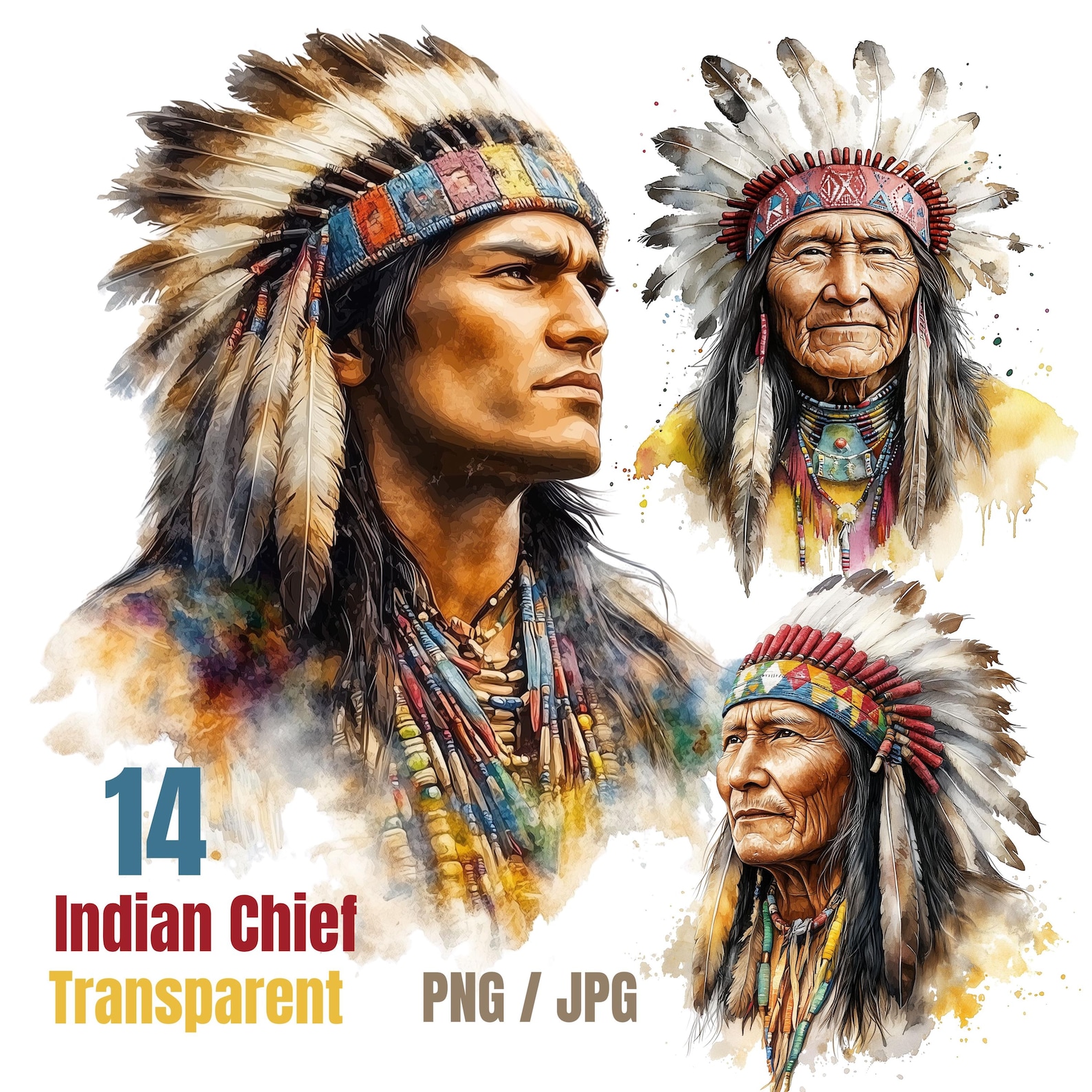 14 Native American Indian Chief Clipart, Indian Chief Images, Printable ...