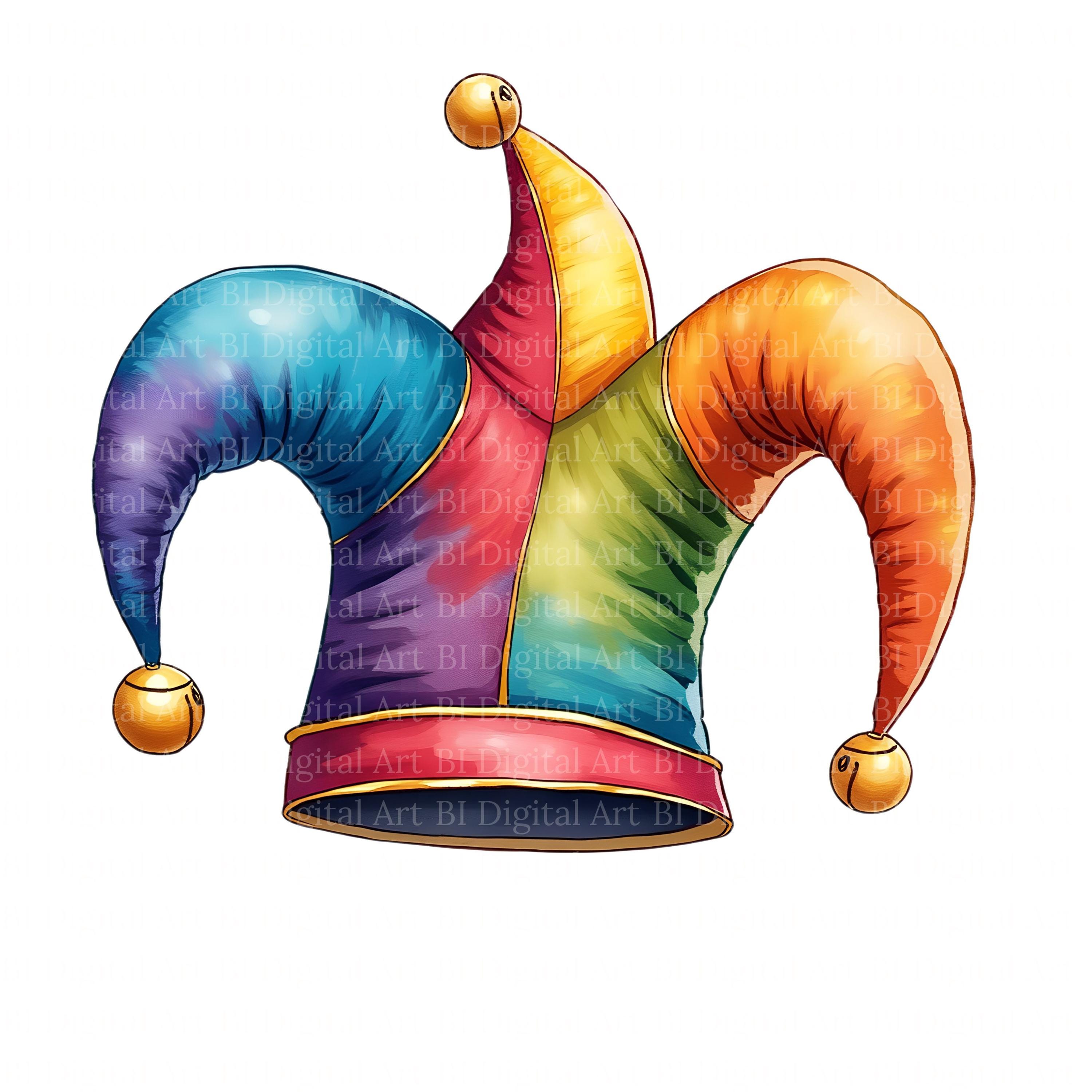 12 Jester Hat Cliparts, Mardi Gras Carnival Watercolor Illustrations ...
