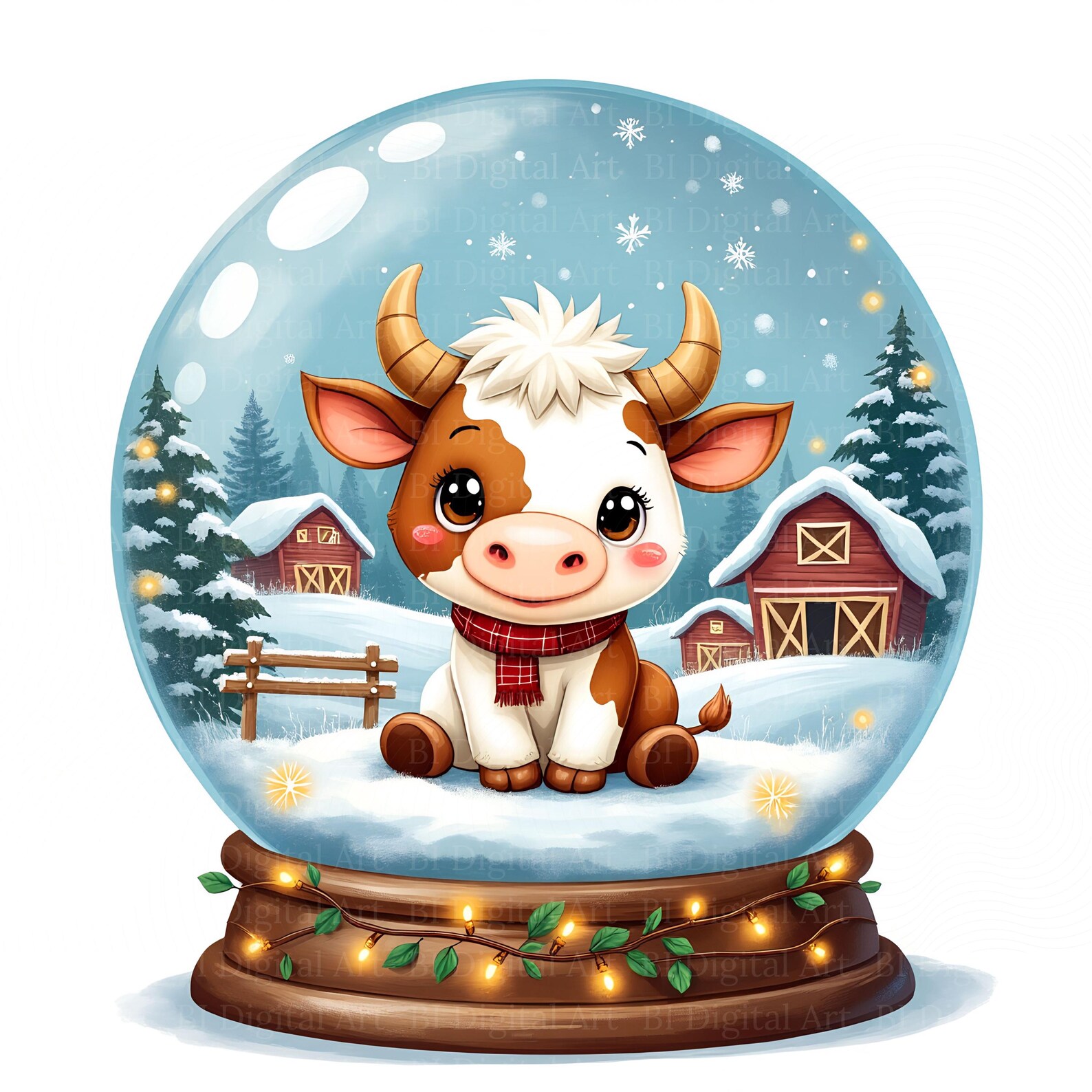 11 Highland Cow Snow Globe Christmas Cliparts – Cute Watercolor ...
