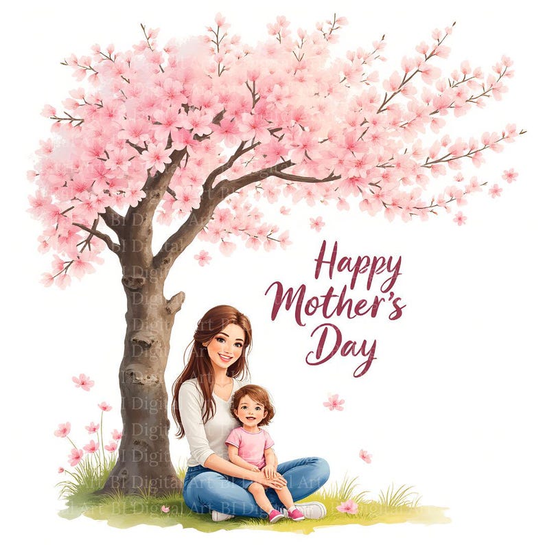 Mother and Child Clipart - Printable Happy Mother's Day Cards (7 JPG ...