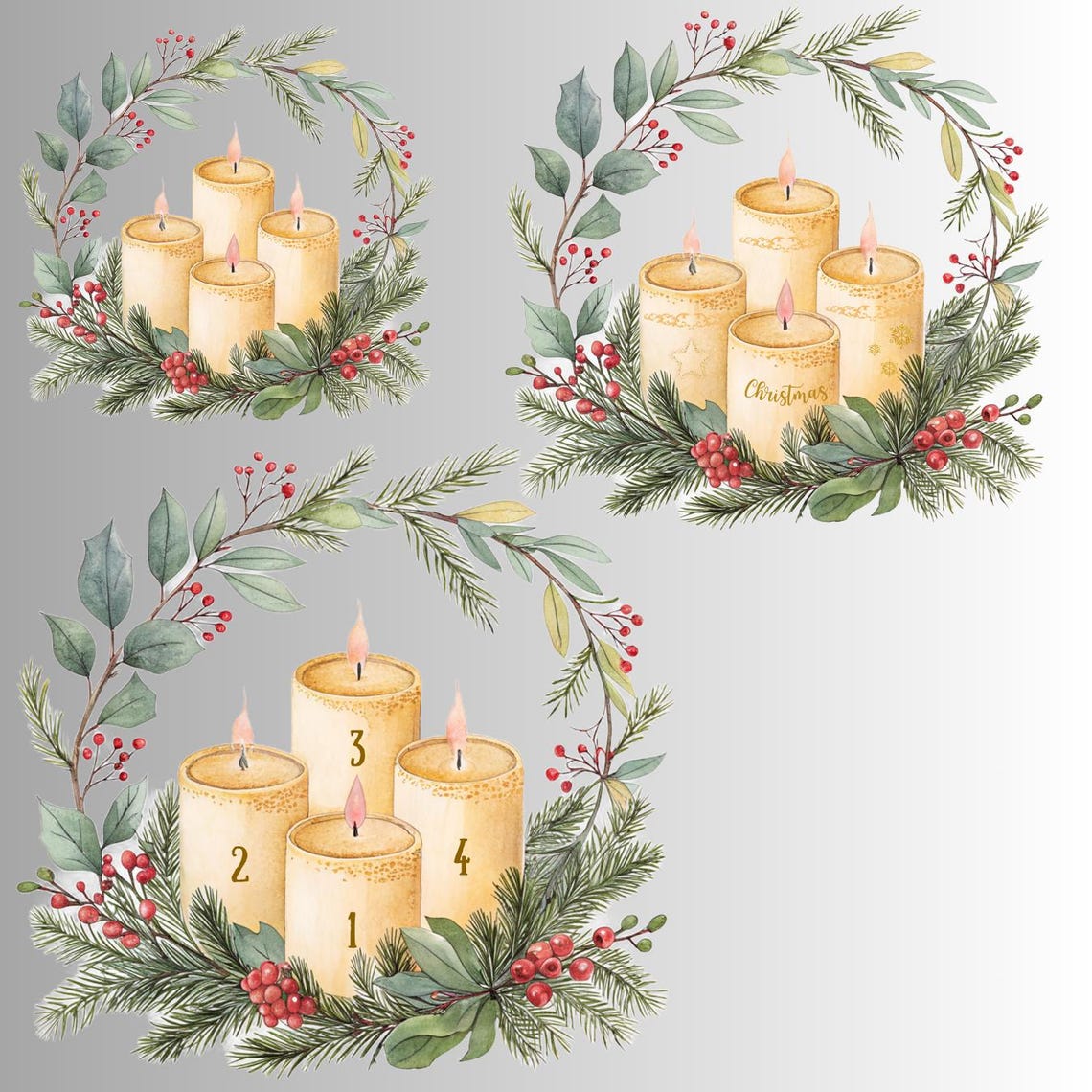 Advent Wreath With Candles Clipart, Watercolor Advent Candles PNG ...