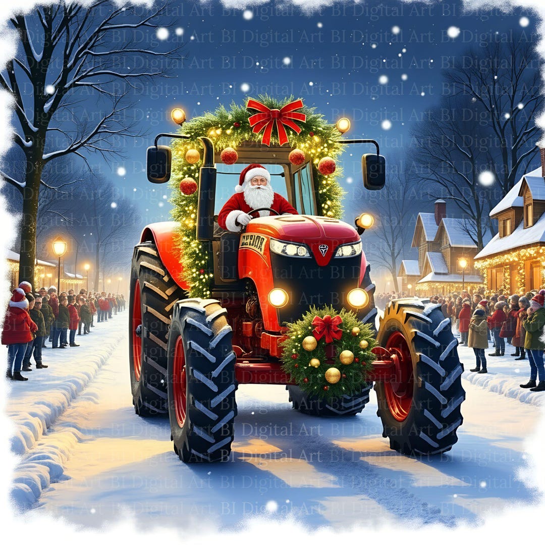 10 Christmas Tractor Parade – Watercolor Cliparts – Festive Light Show ...