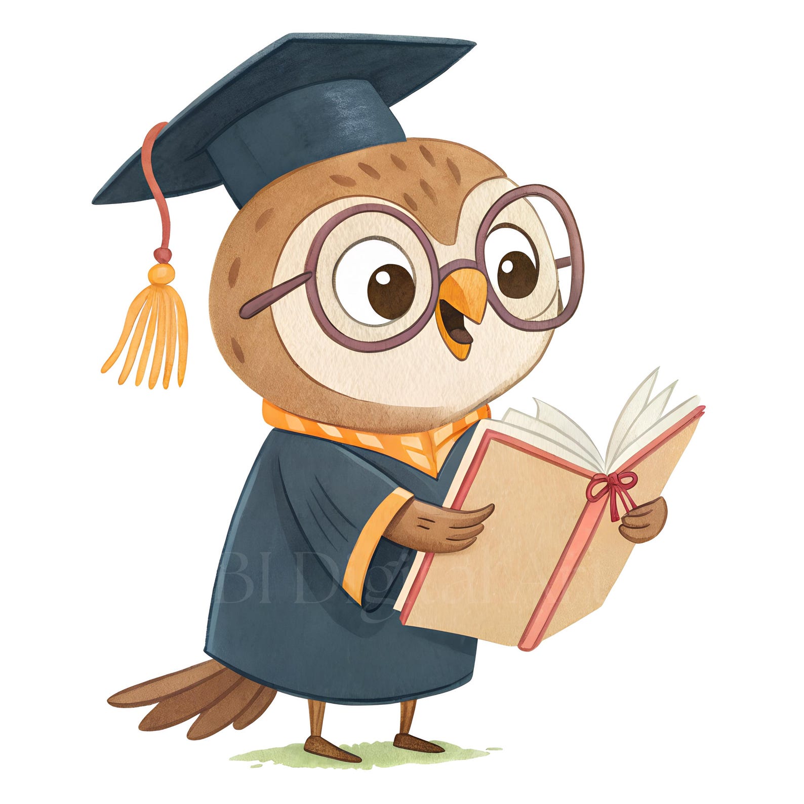 12 Wise Owl Cliparts in Cartoon-vector Style, Printable Watercolor ...