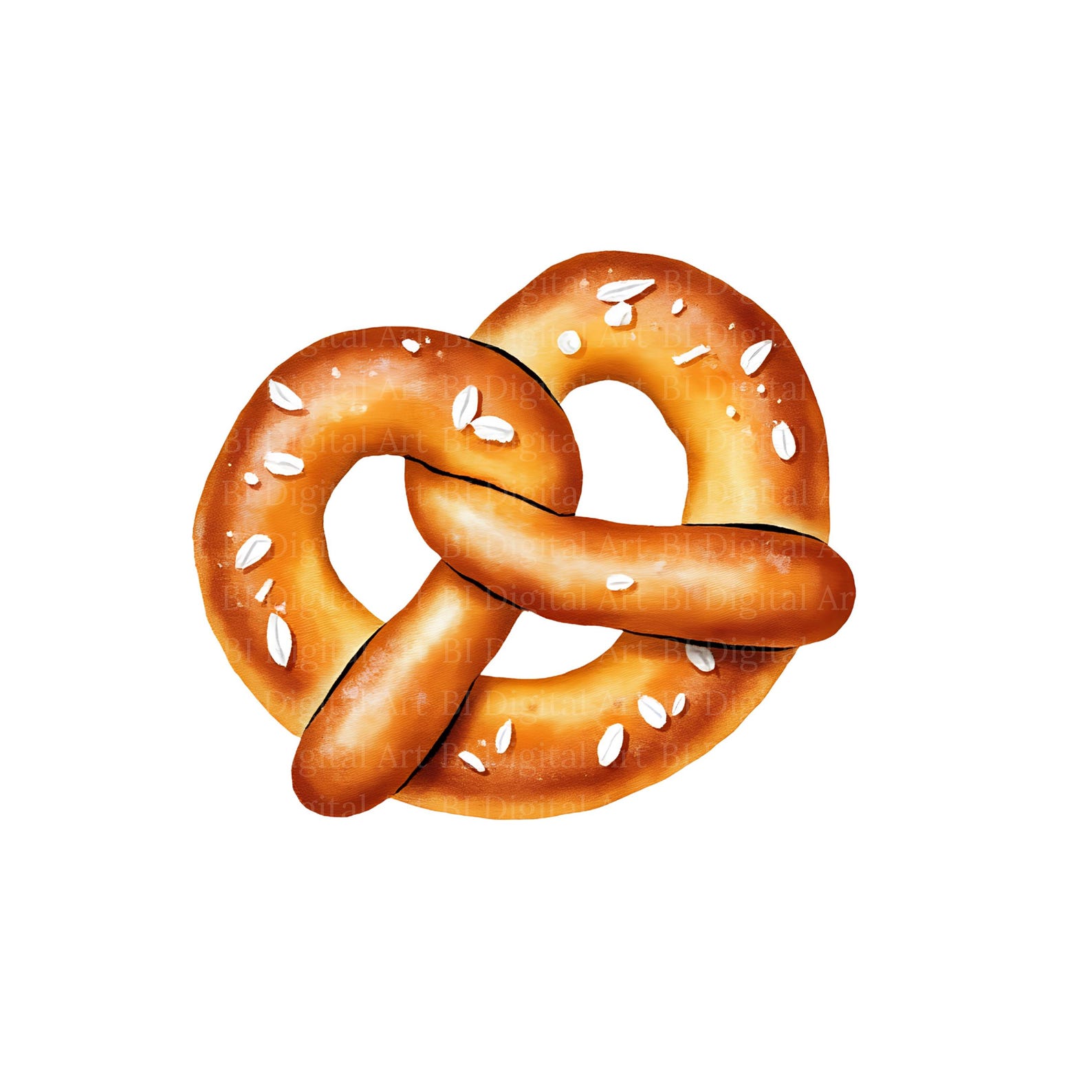 7 Pretzel Cliparts, Oktoberfest Bretzel Illustrations, Watercolor ...