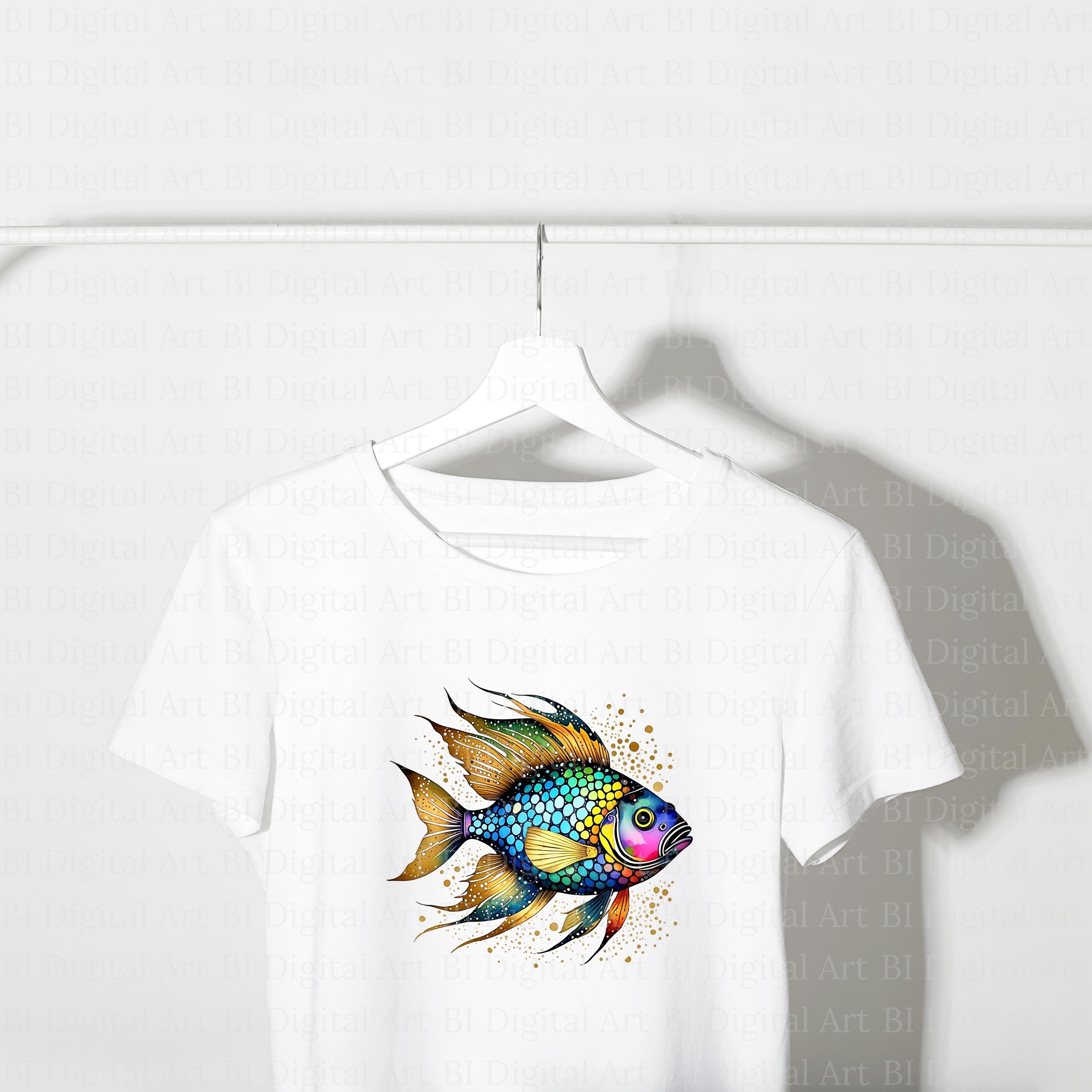 Abstract Fish Clipart PNG & JPG, Watercolor Fish, Sublimation Design ...