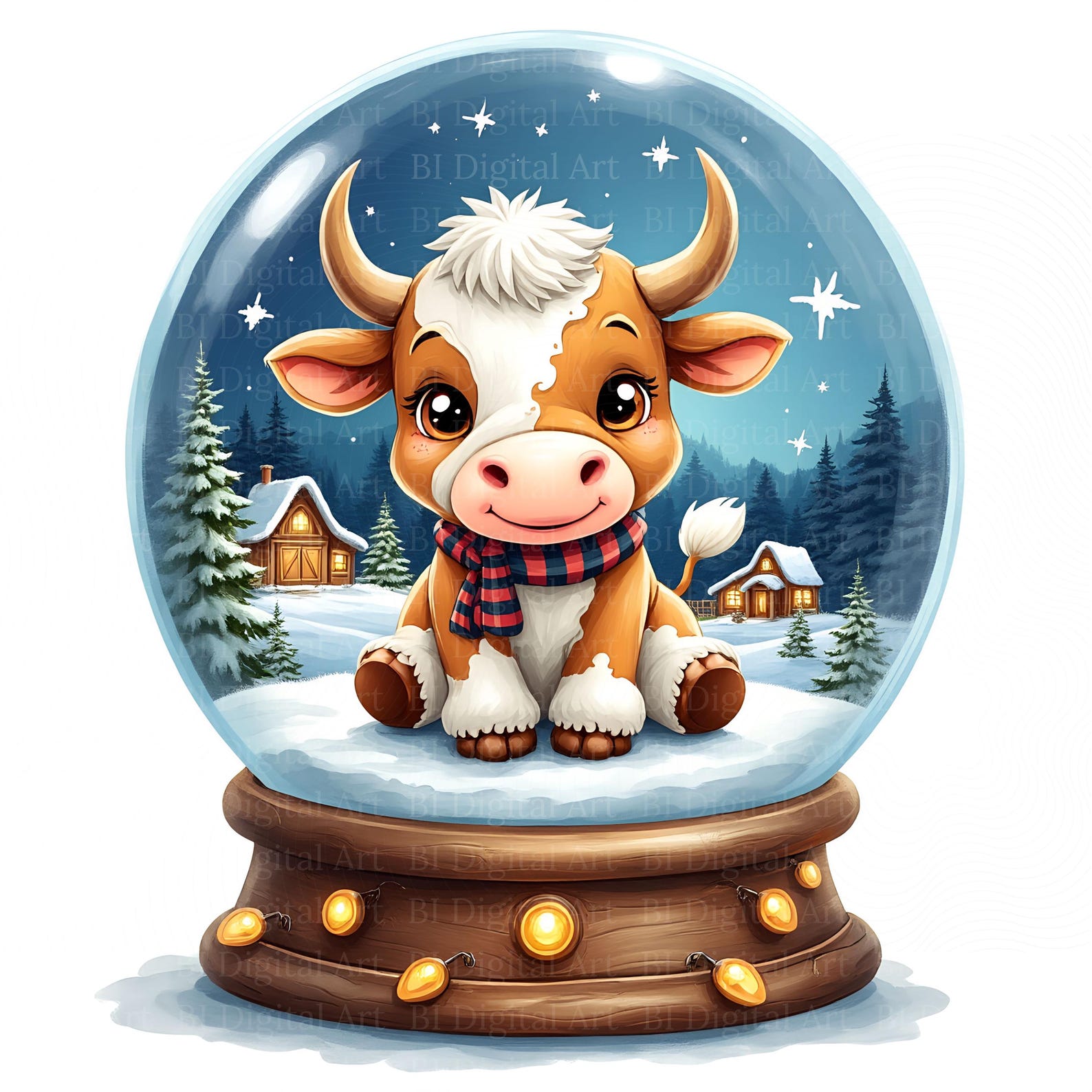 11 Highland Cow Snow Globe Christmas Cliparts – Cute Watercolor ...