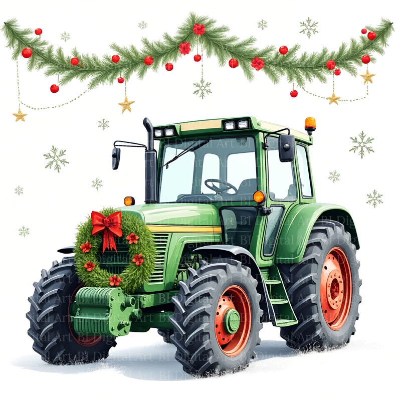 23 Christmas Tractor Cliparts Bundle – Festive Watercolor Tractors With ...