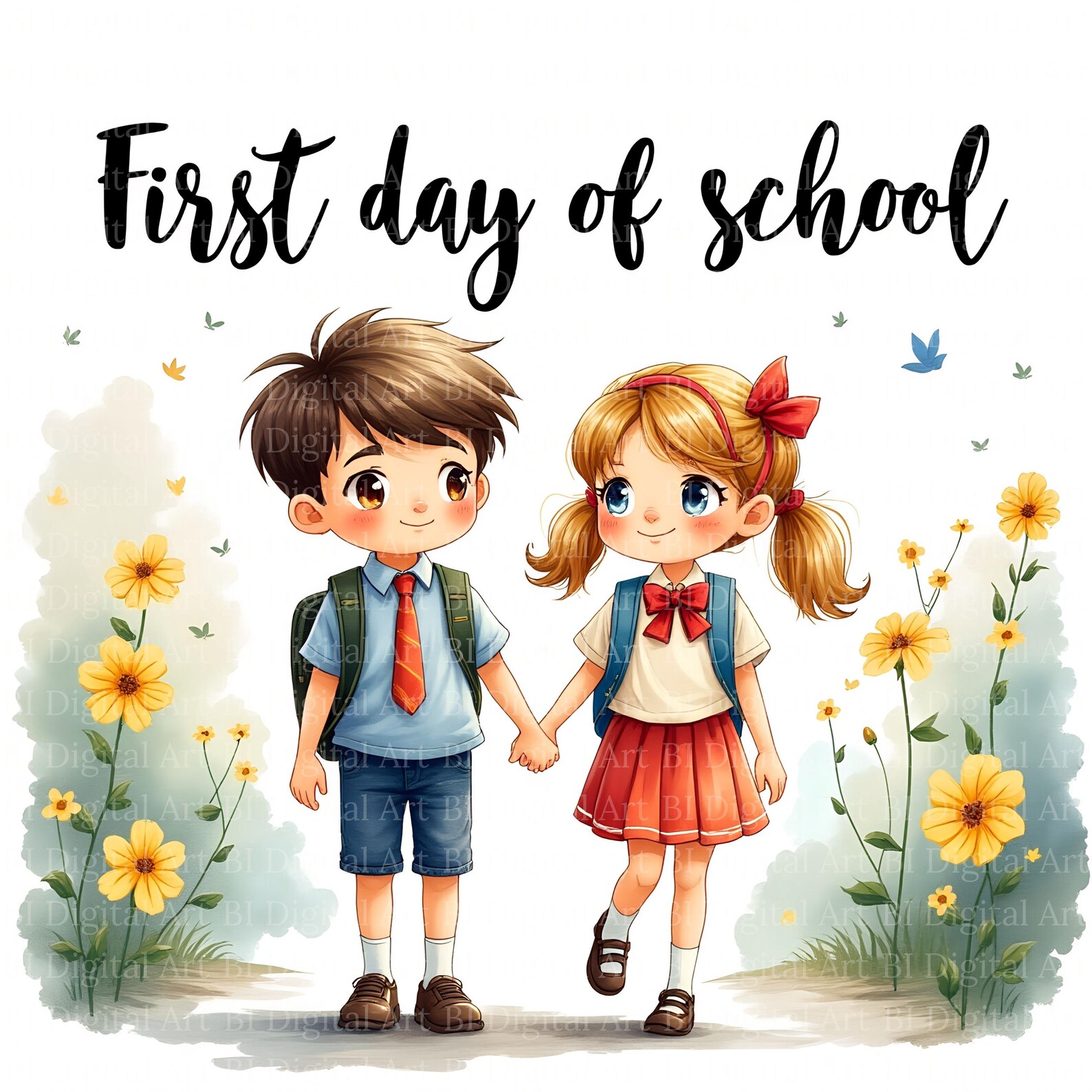 11 Back to School Watercolor Cliparts - First Day of School ...