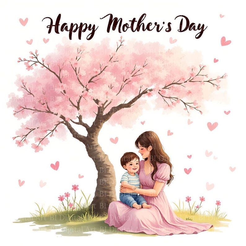 Mother and Child Clipart - Printable Happy Mother's Day Cards (7 JPG ...