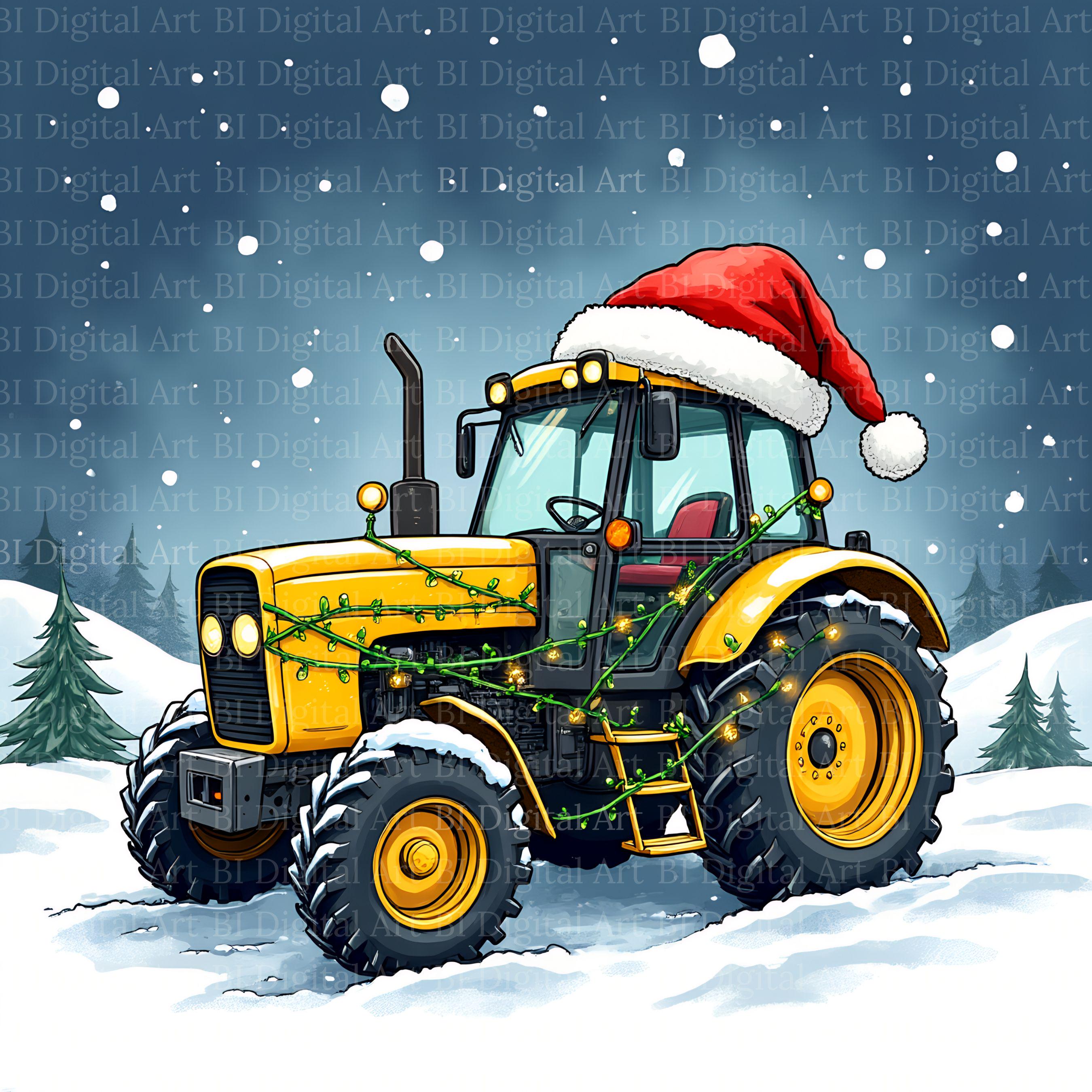 23 Christmas Tractor Cliparts Bundle – Festive Watercolor Tractors With ...