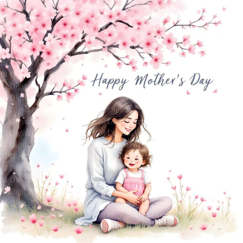 Mother and Child Clipart - Printable Happy Mother's Day Cards (7 JPG ...
