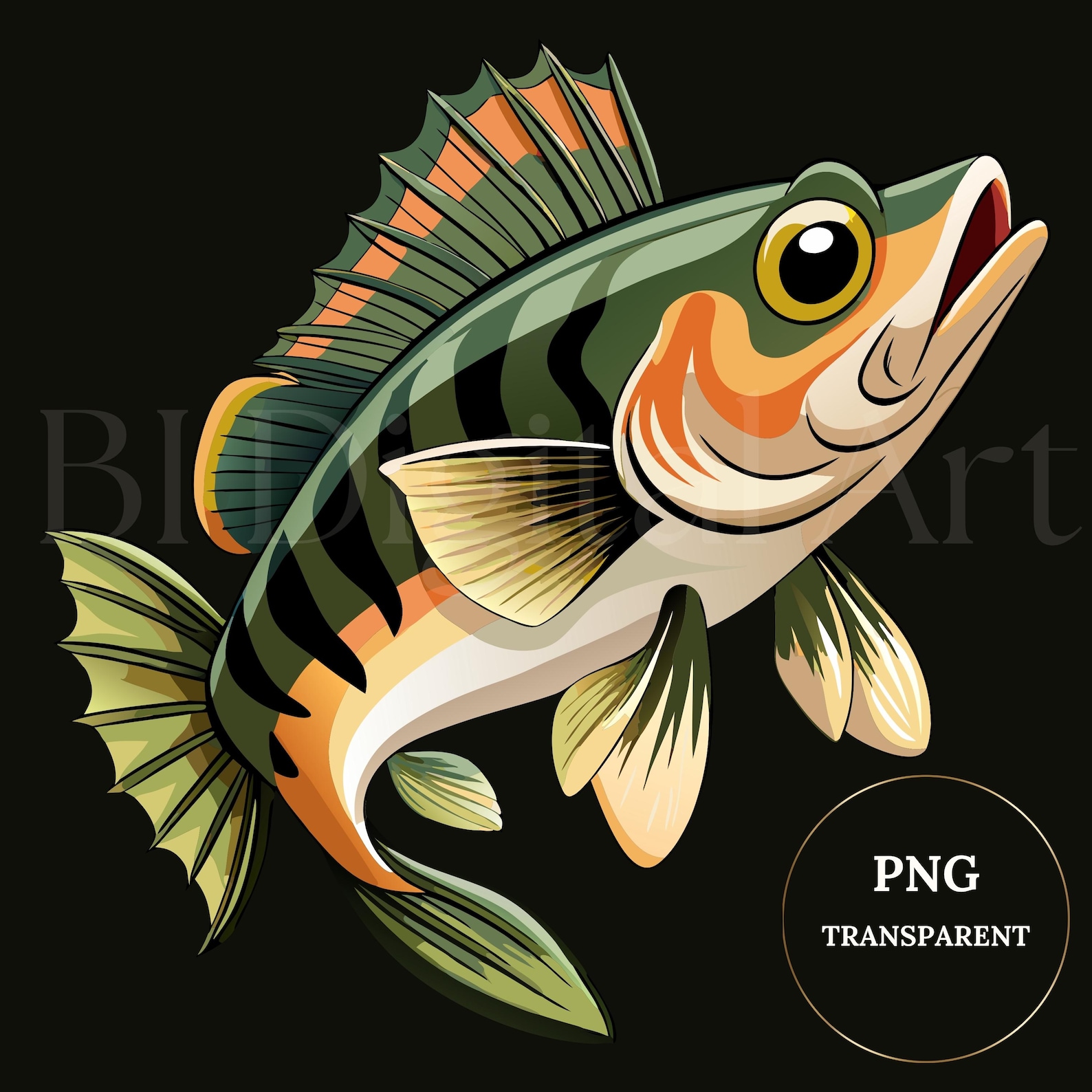 Zander Fish Clipart, Fish Vector Graphics, Printable Watercolor Images ...