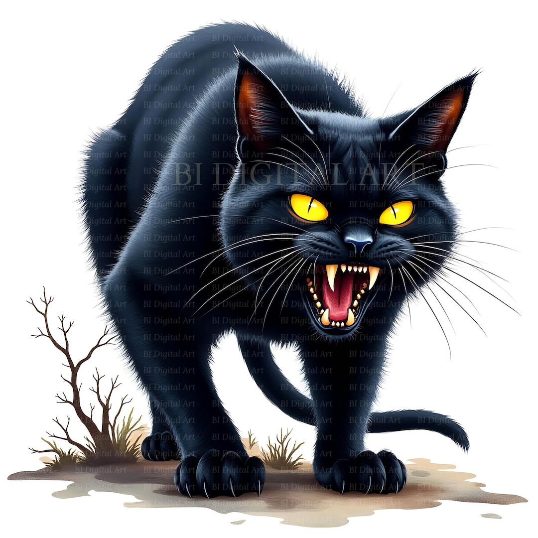 10 Scary Angry Black Cat Cliparts, Hissing Cat Illustrations ...