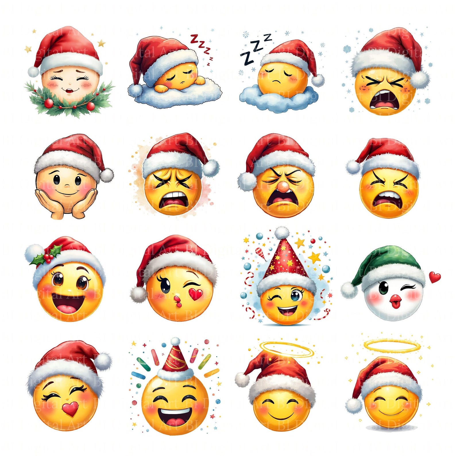 101 Christmas Emoji Cliparts – Funny Santa & Smiley Faces in Festive ...
