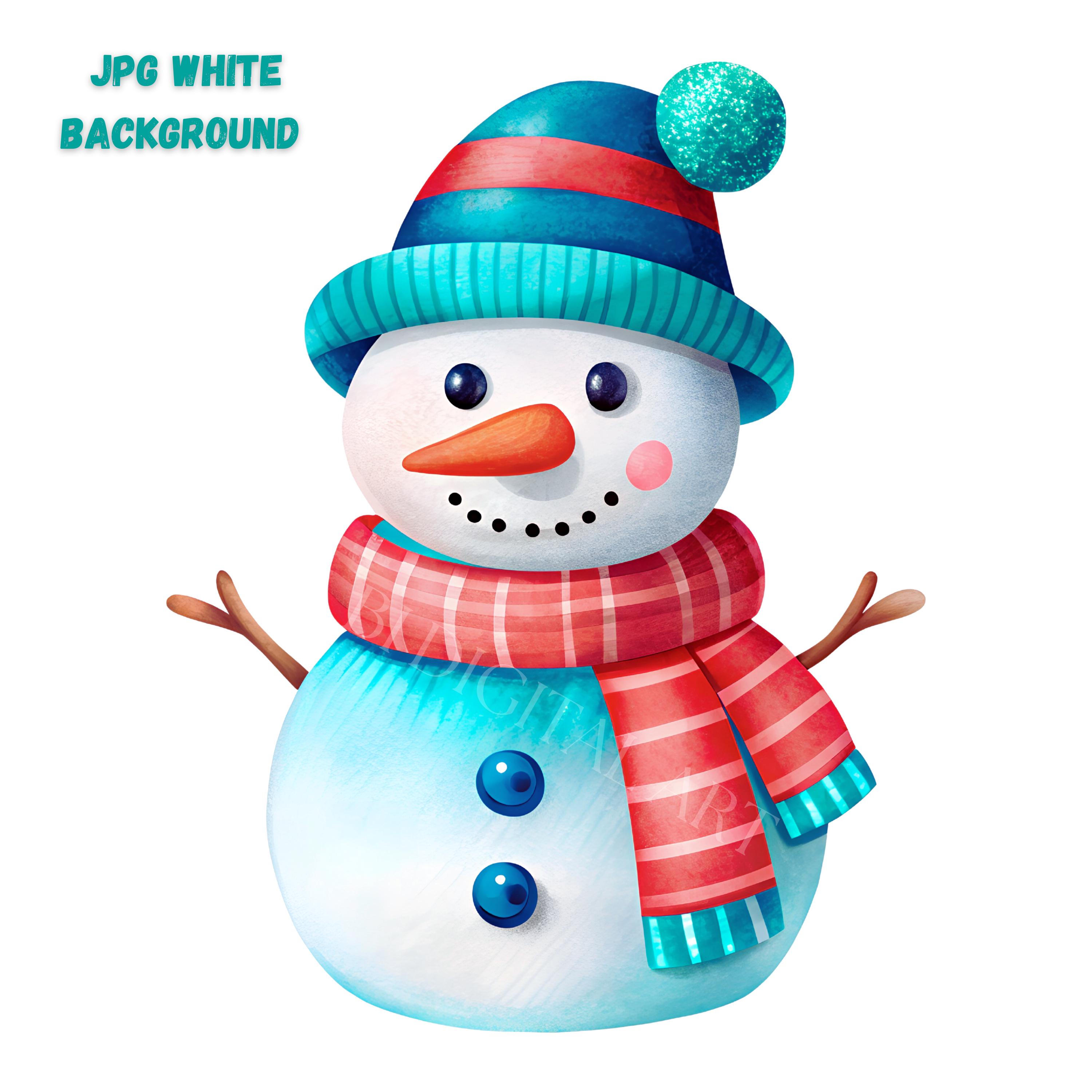 Cute Snowman Clipart PNG, Winter-christmas Digital Graphics for DIY ...
