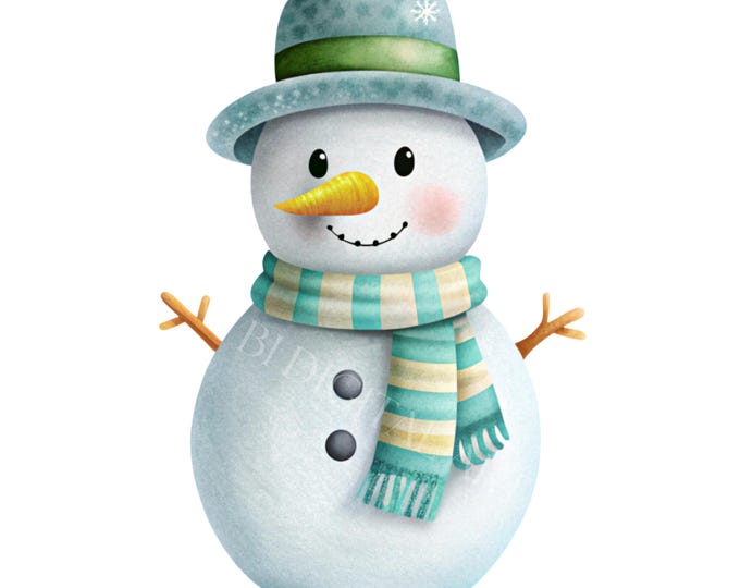 Cute Snowman Clipart - Winter-christmas Digital Graphics for DIY Crafts ...
