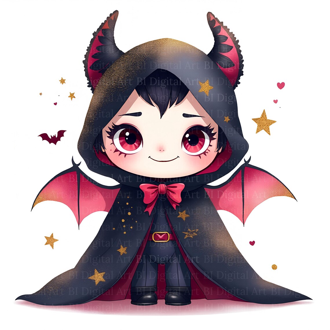 12 Cute Baby Vampire Cliparts – Watercolor Halloween Little Devil ...