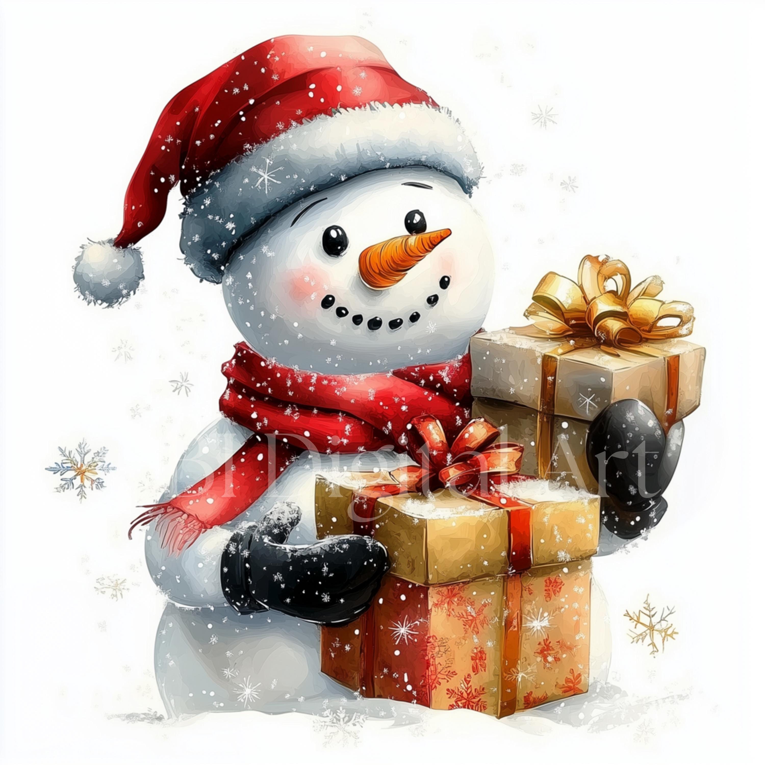 10 Snowman With Gifts Clipart Set, Christmas Clipart, Winter Snowman ...