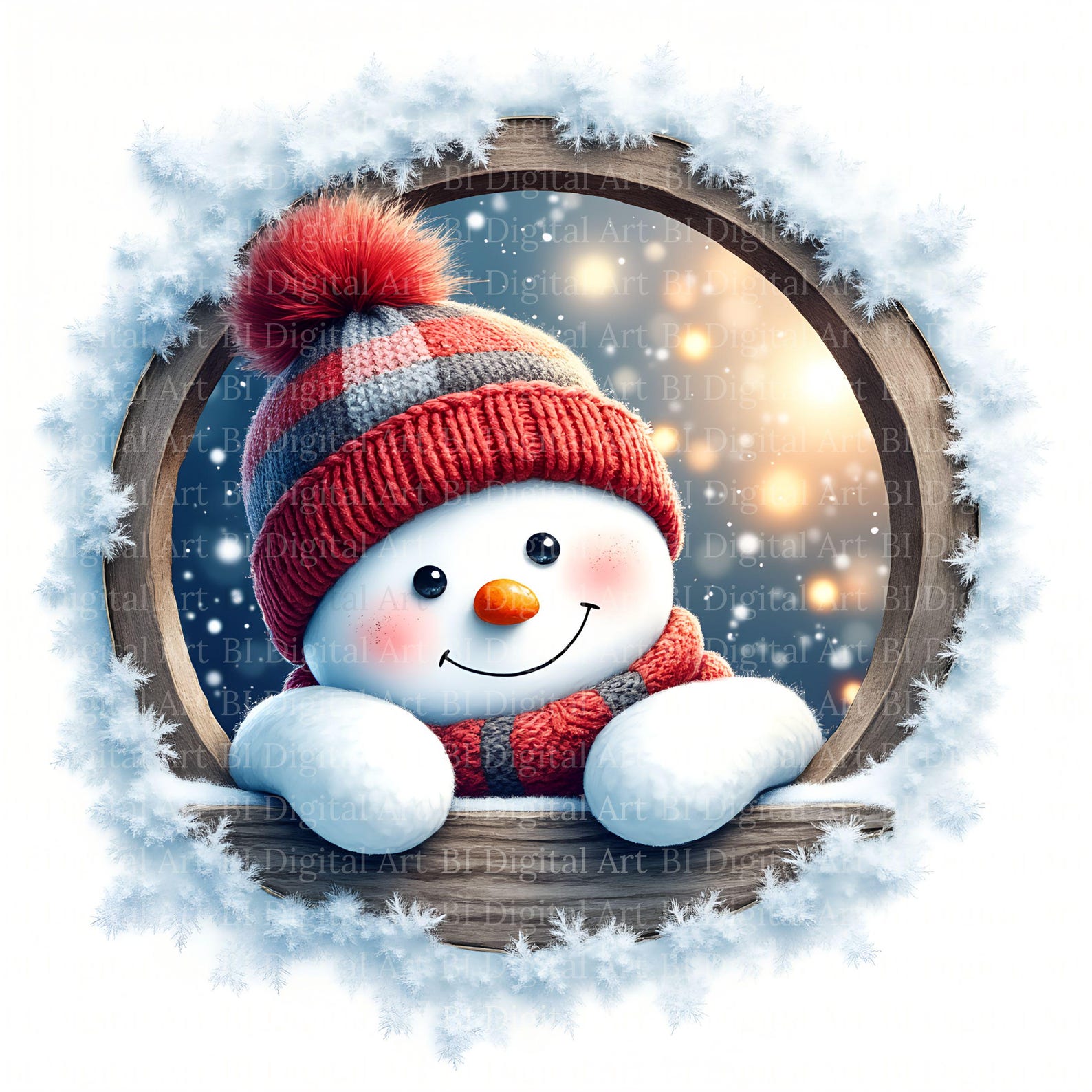 12 Peeking Snowman Cliparts – Cute Watercolor Snowmen From a Frosty ...