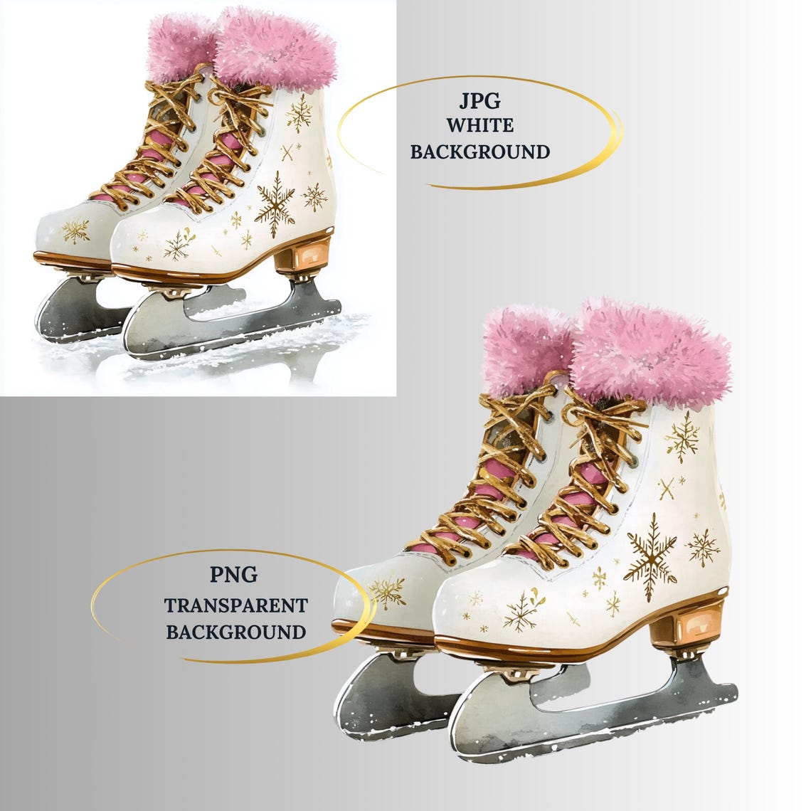 Ice Skates Clipart, Winter Clipart, Watercolor Clip Art, Instant ...