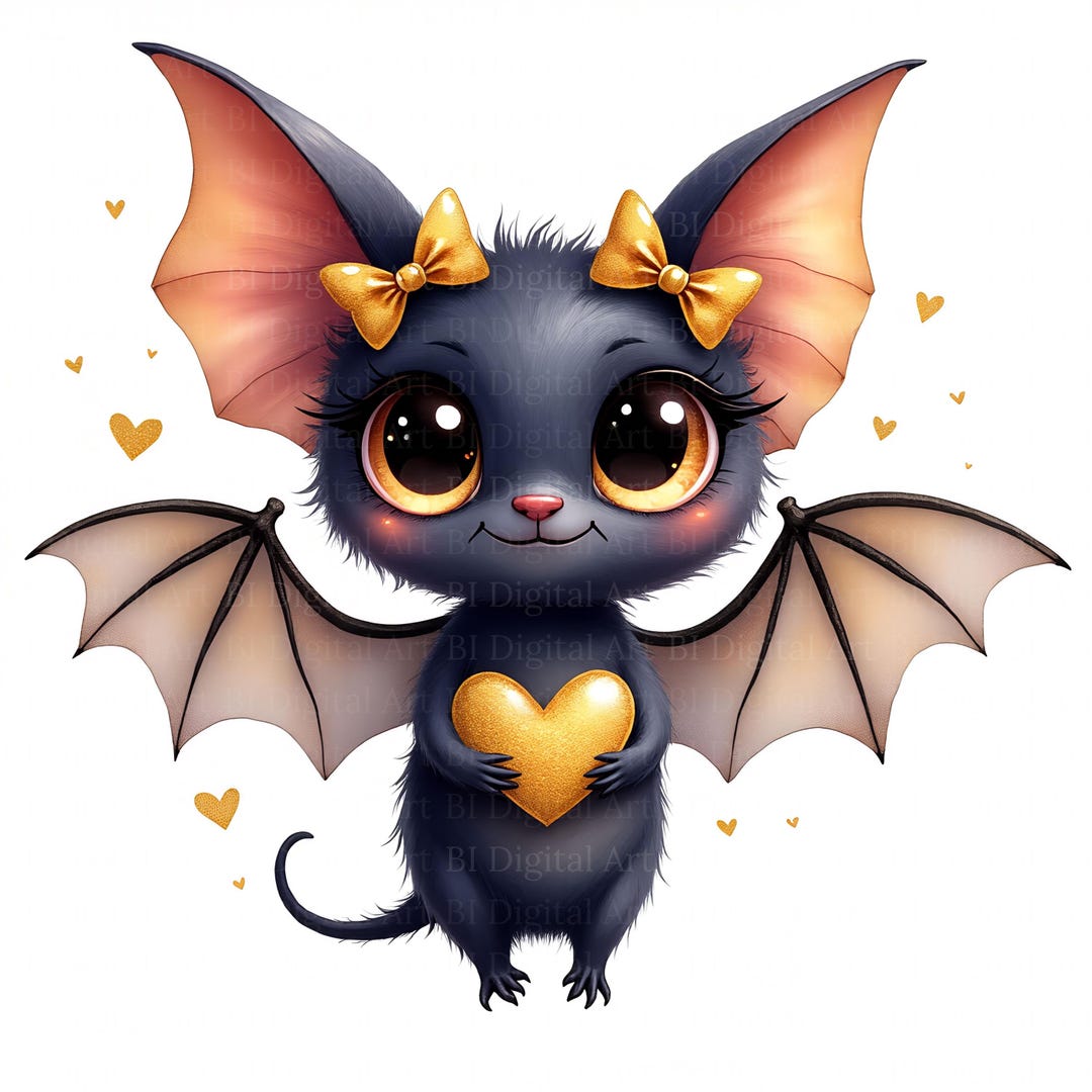 11 Cute Bat Cliparts – Adorable Watercolor Cartoon Bats With Big Eyes ...