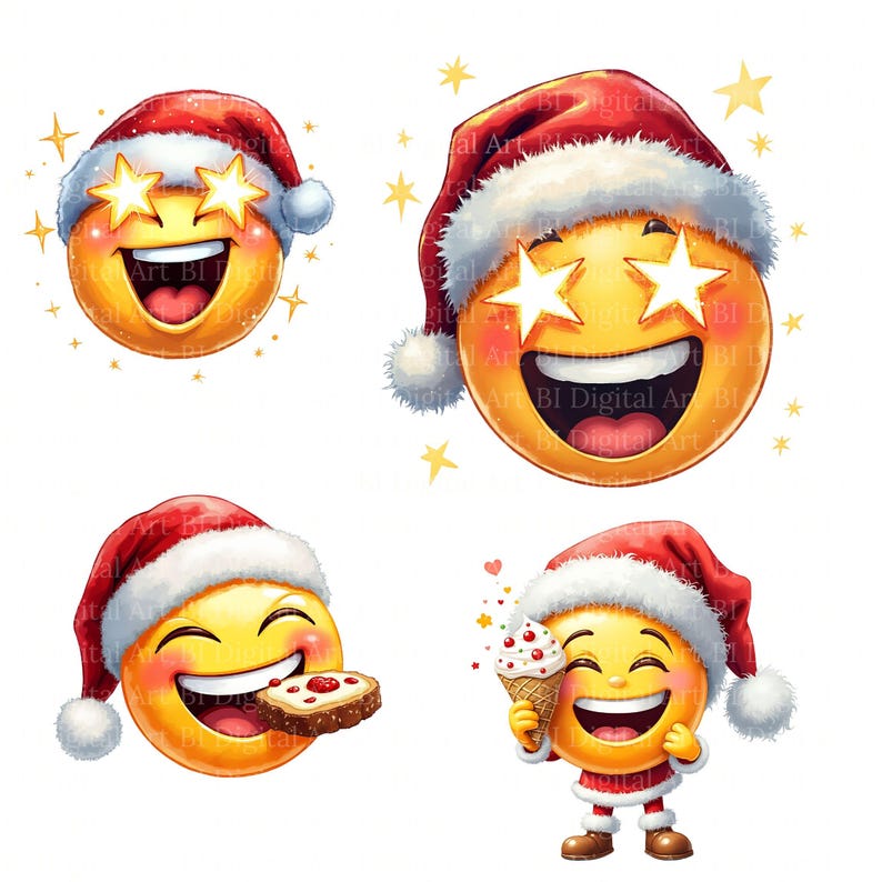 101 Christmas Emoji Cliparts – Funny Santa & Smiley Faces in Festive ...
